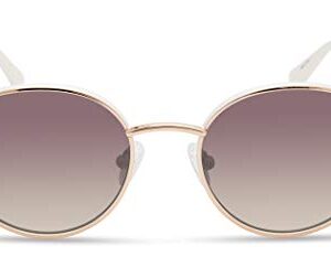 GUESS Women's Classic Round Sunglasses, Gold/Brown Mirror, 51mm