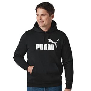 puma mens essentials big logo fleece hoodie hooded sweatshirt, cotton black, large us