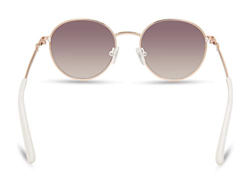 GUESS Women's Classic Round Sunglasses, Gold/Brown Mirror, 51mm