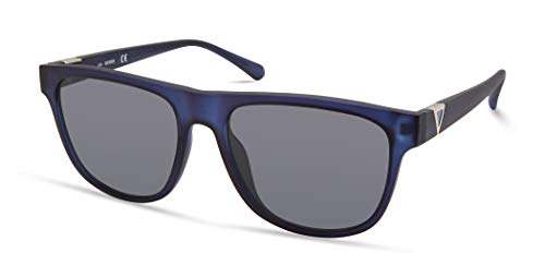 GUESS Men's Rounded Bottom Square Sunglasses, Matte Blue, 55mm