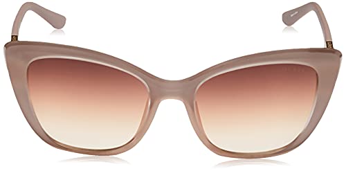 GUESS Women's Retro Inspired Cat Eye Sunglasses, Shiny Beige, 55mm