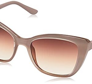 GUESS Women's Retro Inspired Cat Eye Sunglasses, Shiny Beige, 55mm