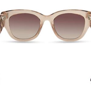 GUESS Women's Trendy Peony Pattern Accent Butterfly Sunglasses, Shiny Beige/Gradient Brown, 50mm