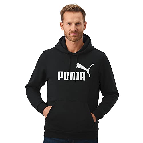 PUMA mens Essentials Big Logo Fleece Hoodie Hooded Sweatshirt, Cotton Black, Large US