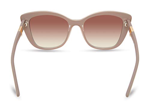 GUESS Women's Retro Inspired Cat Eye Sunglasses, Shiny Beige, 55mm