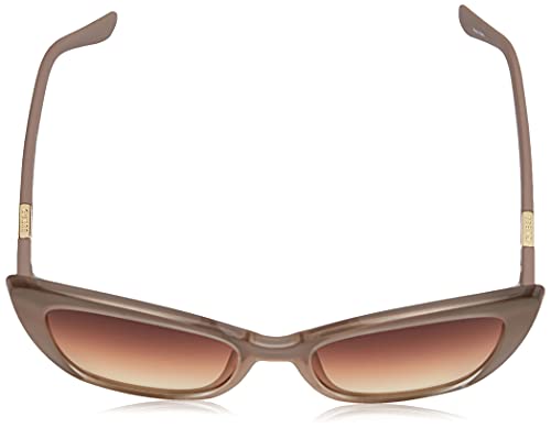 GUESS Women's Retro Inspired Cat Eye Sunglasses, Shiny Beige, 55mm