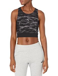 puma women's run high shine crop tank, black, x-large