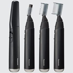 Panasonic Facial Hair Trimmer for Sensitive Skin, Unisex Detailer with Flexible Head, Gentle on Acne, Includes 2 Eyebrow Attachments, Wet/Dry - ER-GM40-K (Black)