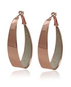 guess rose-gold-tone interior glitter hoop earrings