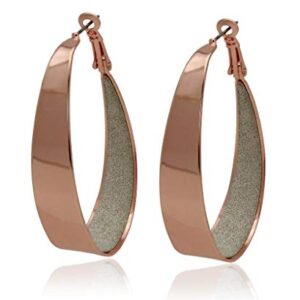 GUESS Rose-Gold-Tone Interior Glitter Hoop Earrings