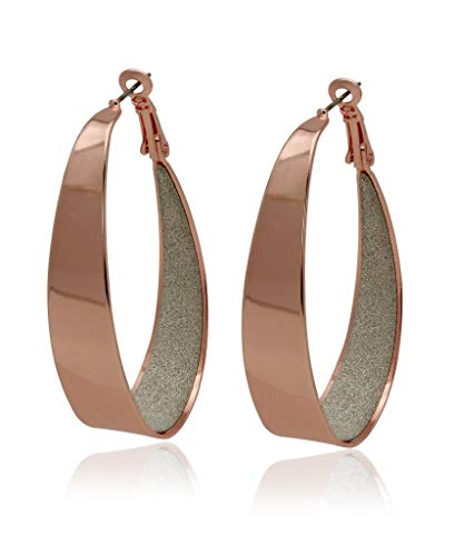 GUESS Rose-Gold-Tone Interior Glitter Hoop Earrings