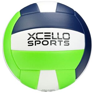 Xcello Sports Volleyball Assorted Graphics with Pump Navy/Green/White, Navy/Orange/White (Pack of 6)