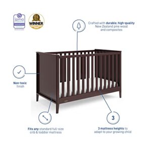 Graco Melbourne 3-in-1 Convertible Crib (Espresso) – Converts from Baby Crib to Toddler Bed and Daybed, Fits Standard Full-Size Crib Mattress, Adjustable Mattress Support Base