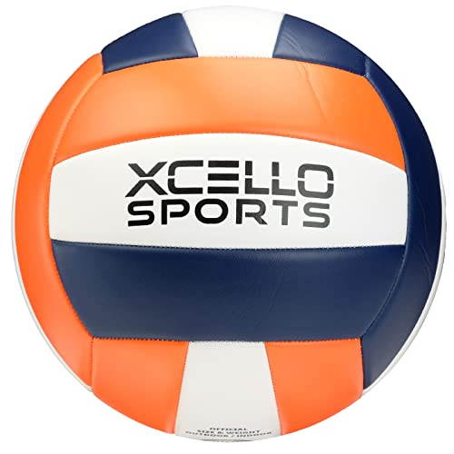 Xcello Sports Volleyball Assorted Graphics with Pump Navy/Green/White, Navy/Orange/White (Pack of 6)