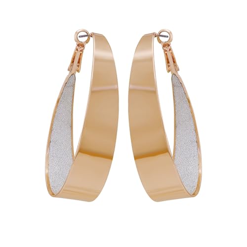 GUESS Rose-Gold-Tone Interior Glitter Hoop Earrings