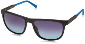 timberland men's tba9269 polarized rectangular sunglasses, matte black, 58mm