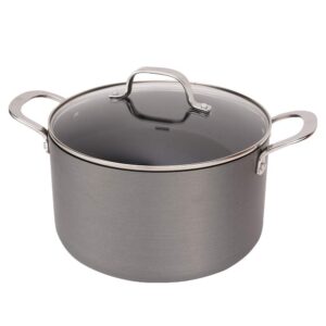 swiss diamond hard anodized induction compatible stockpot/dutch oven with lid - dishwasher and oven safe, 8 quart nonstick pan