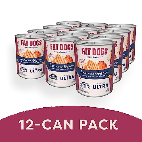 Natural Balance Original Ultra Fat Dogs Adult Low Calorie Wet Dog Food for Overweight Dogs, Chicken & Salmon Recipe in Broth, 13-oz. Can (Pack of 12)