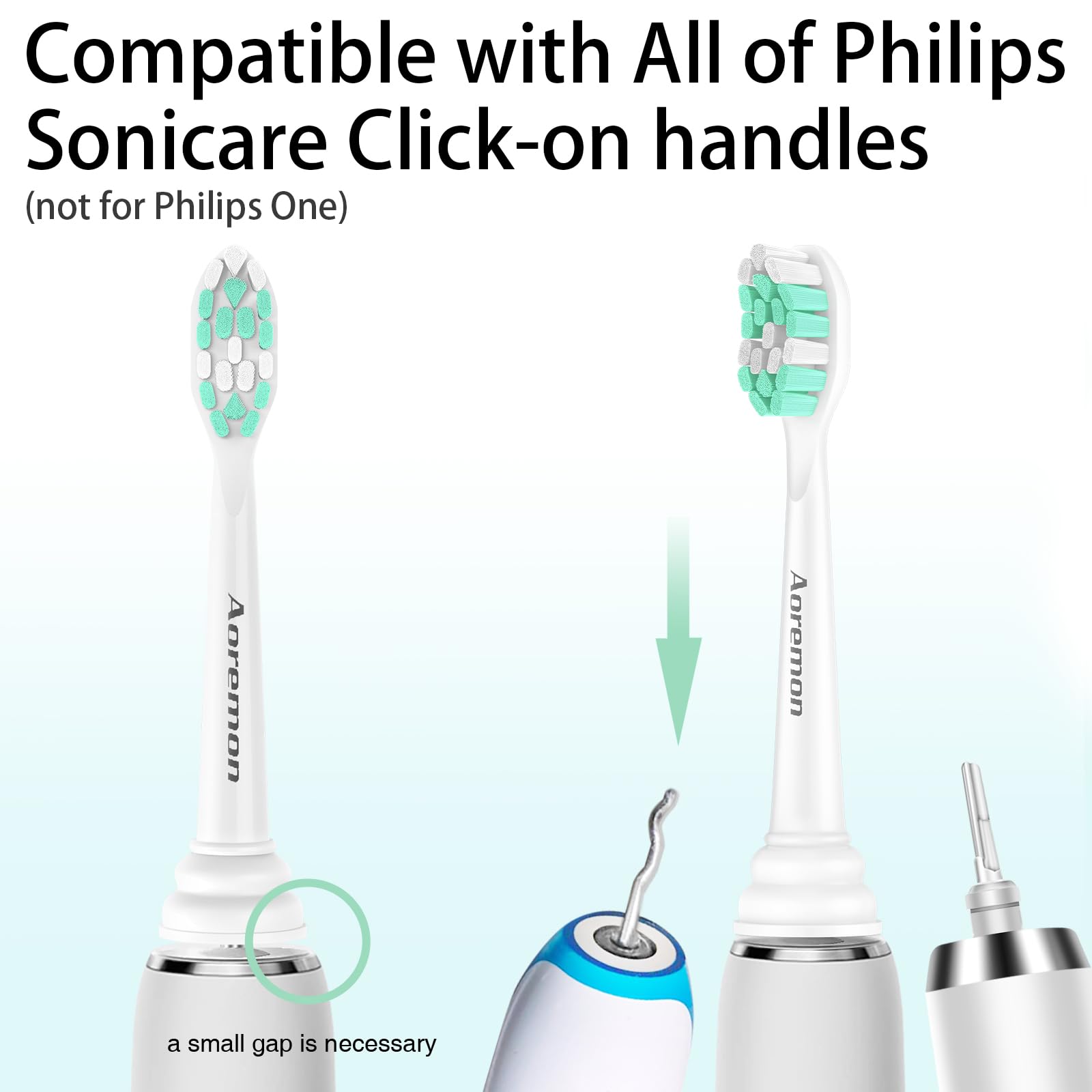 Aoremon Toothbrush Replacement Heads for Philips Sonicare - Compatible with Sonicare ProtectiveClean C2 & Phillips 4100 5100 Click- on Electric Toothbrush