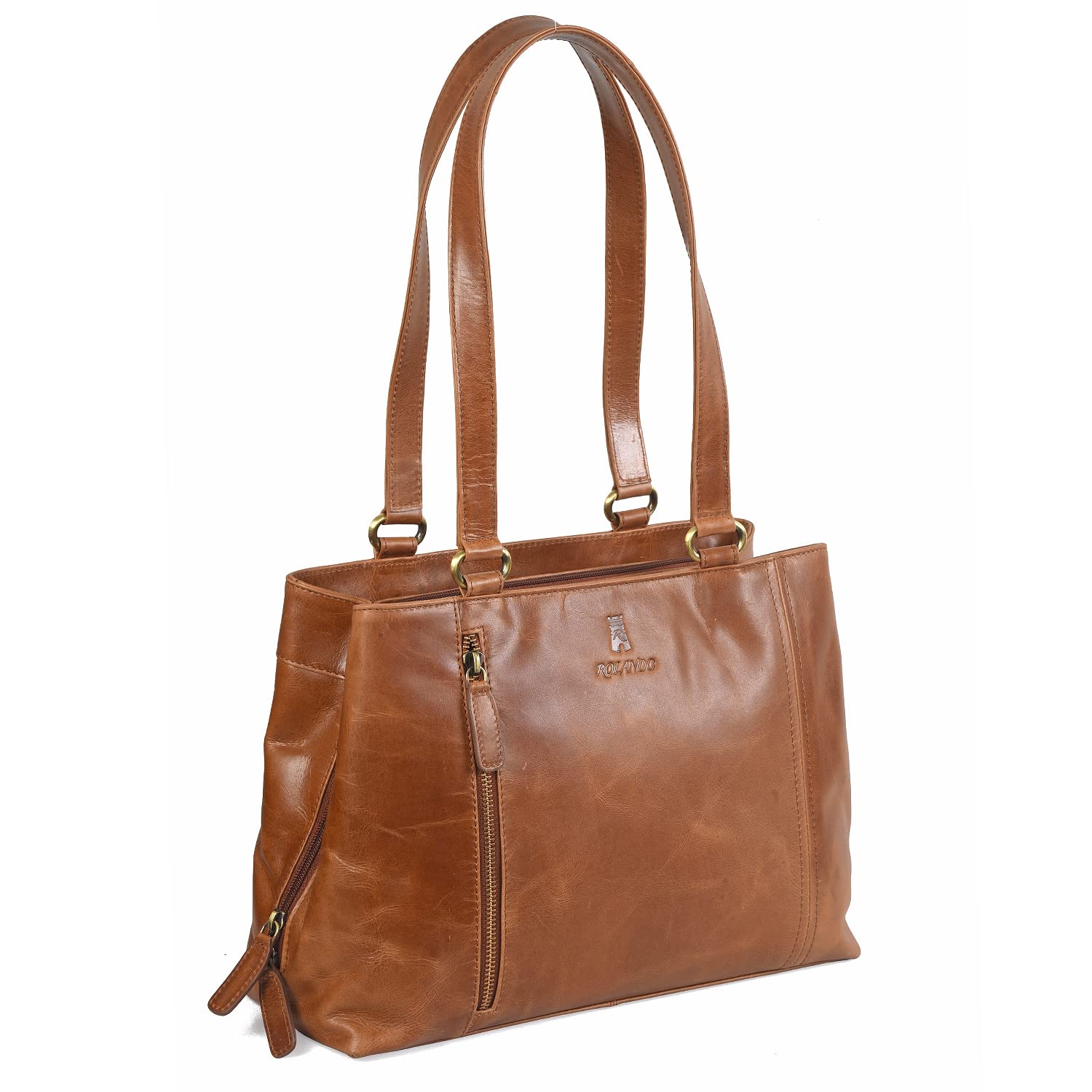 ROLANDO Maya Women's Top-Handle Leather Handbag (Oily Brown)