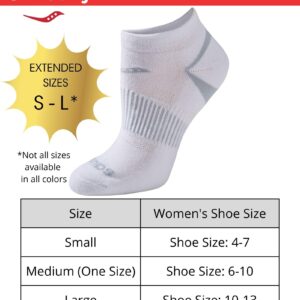 Saucony Women's RunDry Performance 6, 12 Selective Cushion Socks, S-L, White Basic (6 Pairs), Medium