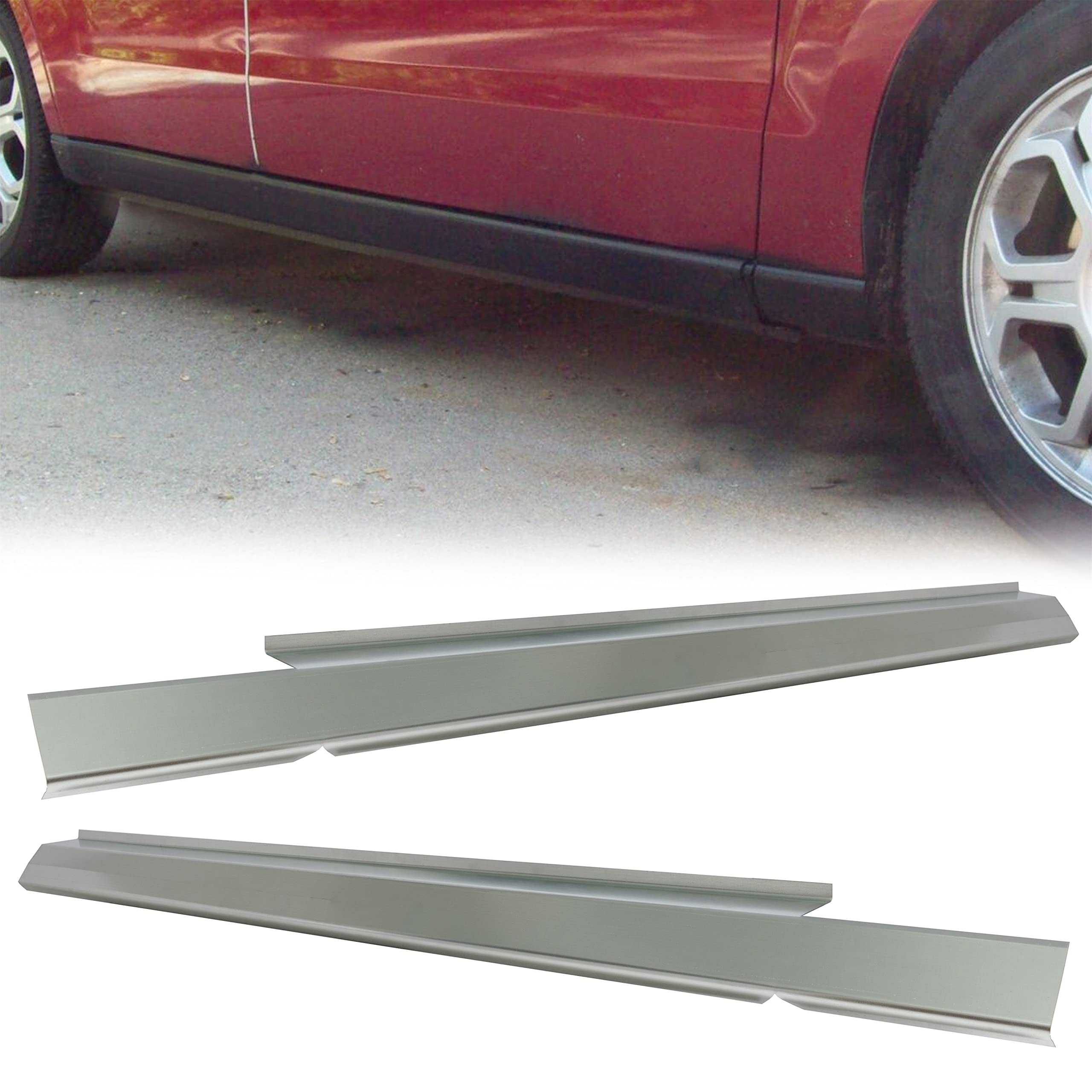 ECOTRIC Slip-on Rocker Panel Silver Compatible with 2008 2009 2010 2011 Focus 4 Door Pair