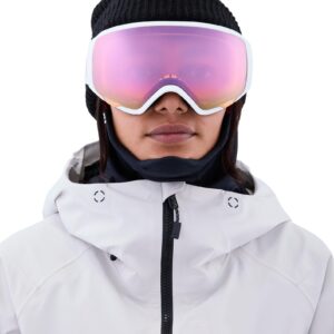 Anon WM1 Womens Goggles + Bonus Lens + MFI Face Mask, Frame: White, Lens: Perceive Cloudy Pink