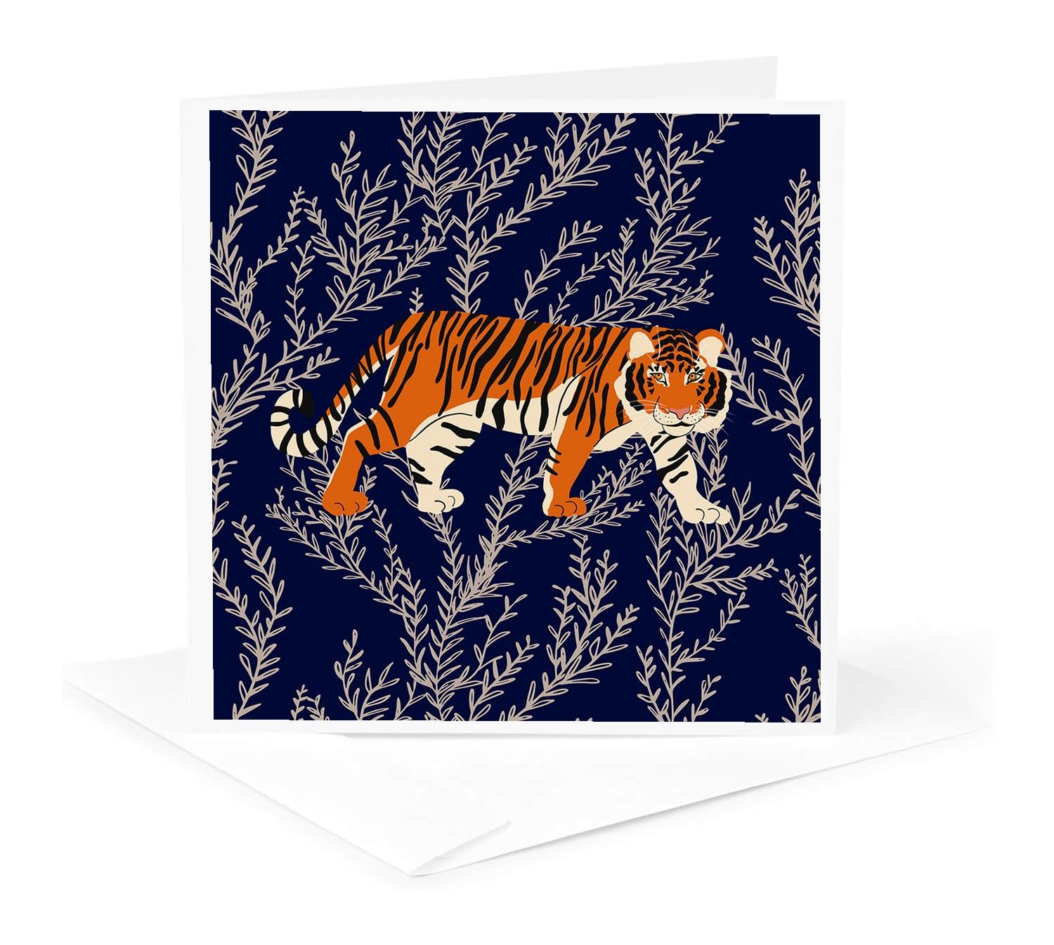 3dRose Greeting Cards - Bengal Tigers and Vines - 12 Pack - Designs Jungle Animals