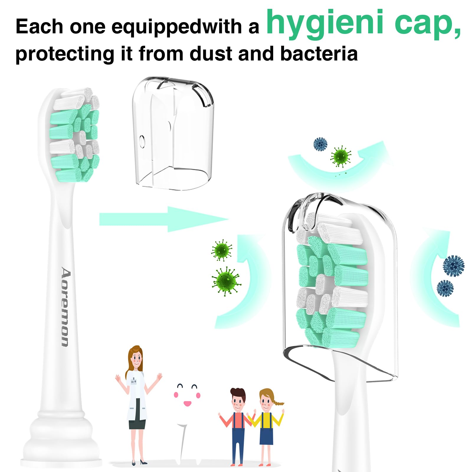 Aoremon Toothbrush Replacement Heads for Philips Sonicare - Compatible with Sonicare ProtectiveClean C2 & Phillips 4100 5100 Click- on Electric Toothbrush