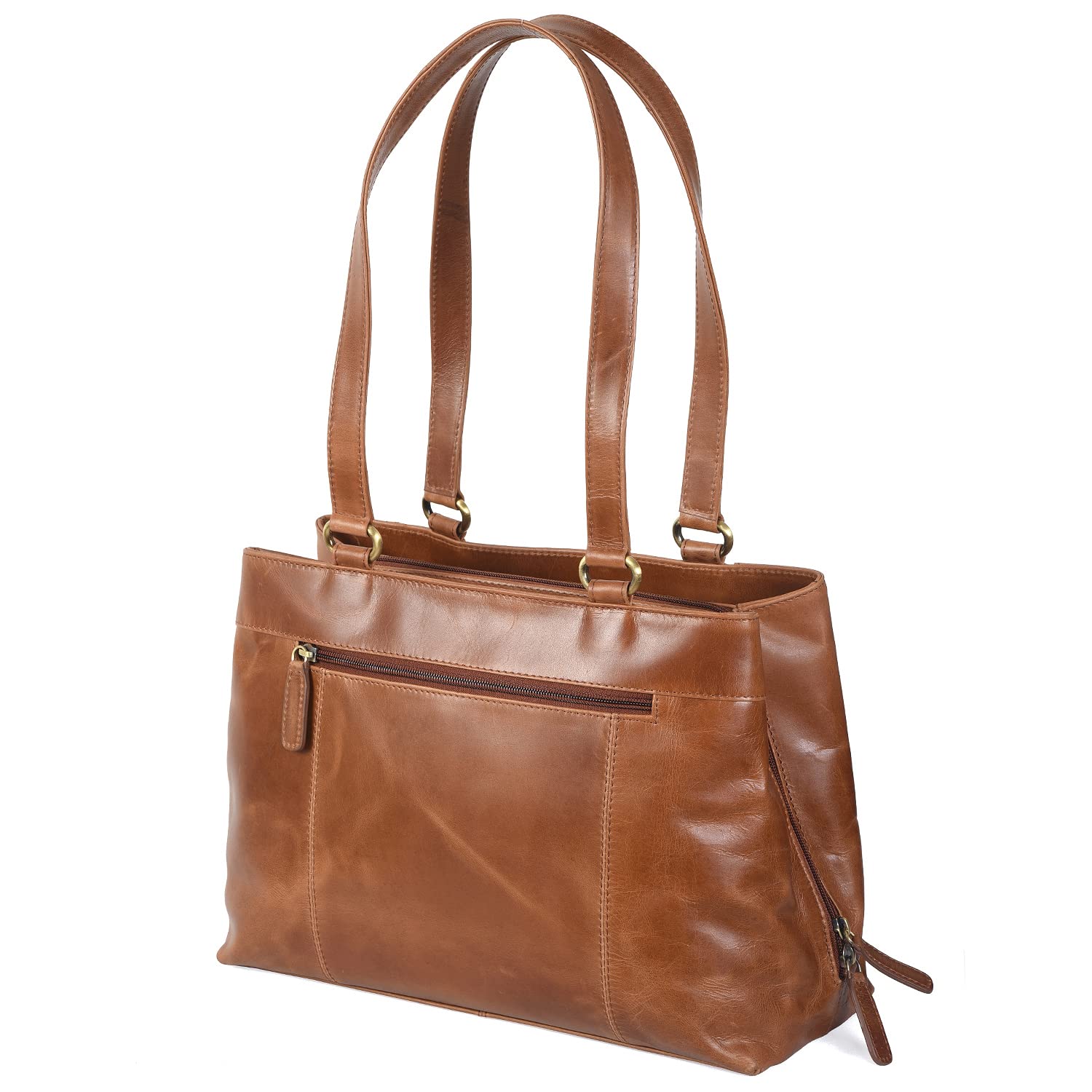 ROLANDO Maya Women's Top-Handle Leather Handbag (Oily Brown)