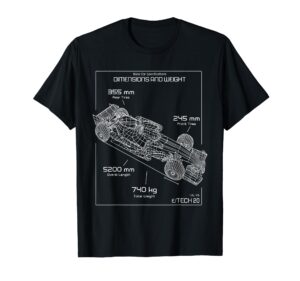 formula racing car schematic engineer team fan t-shirt