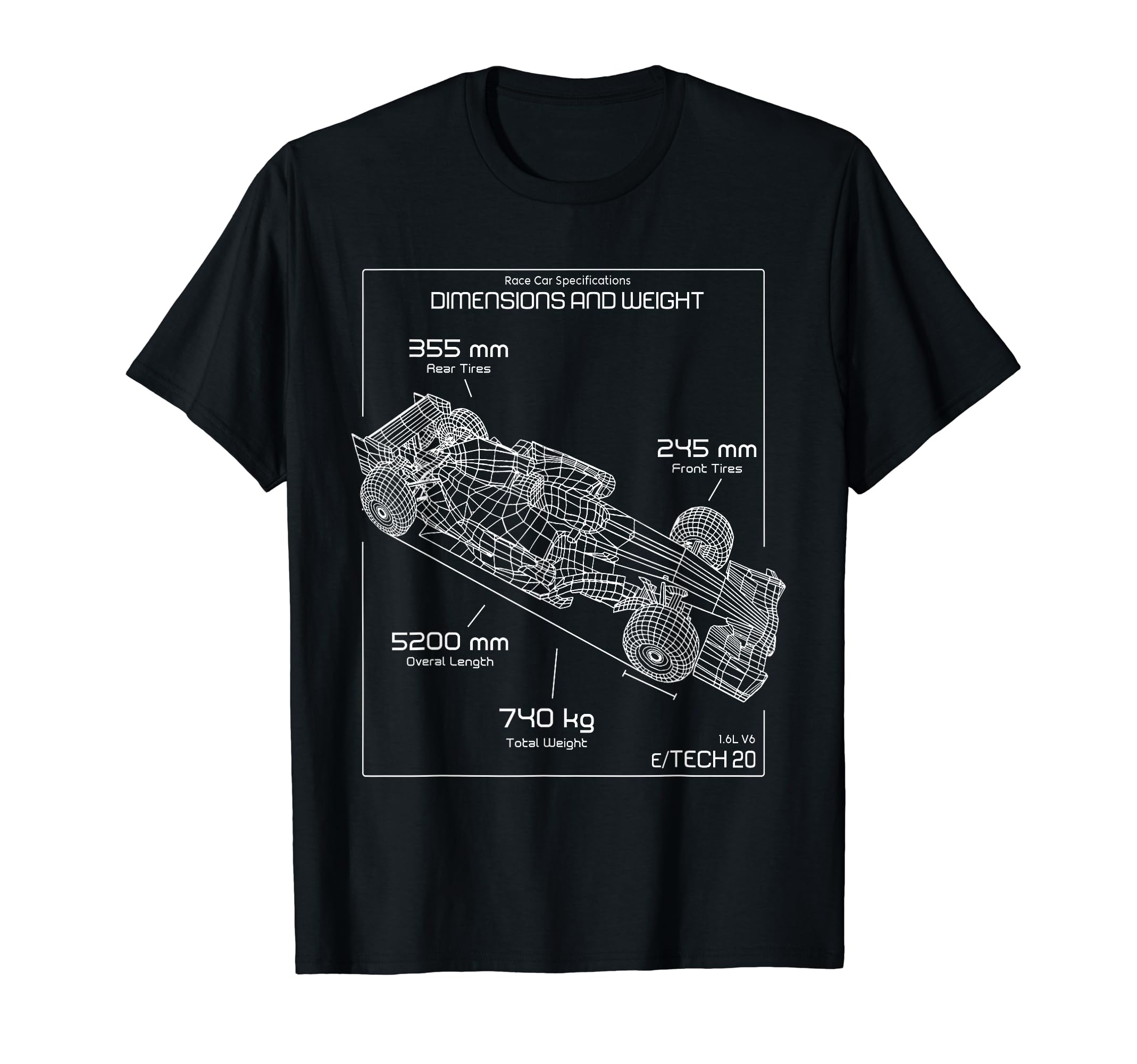 Formula Racing Car Schematic Engineer Team Fan T-Shirt