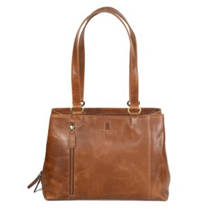 ROLANDO Maya Women's Top-Handle Leather Handbag (Oily Brown)