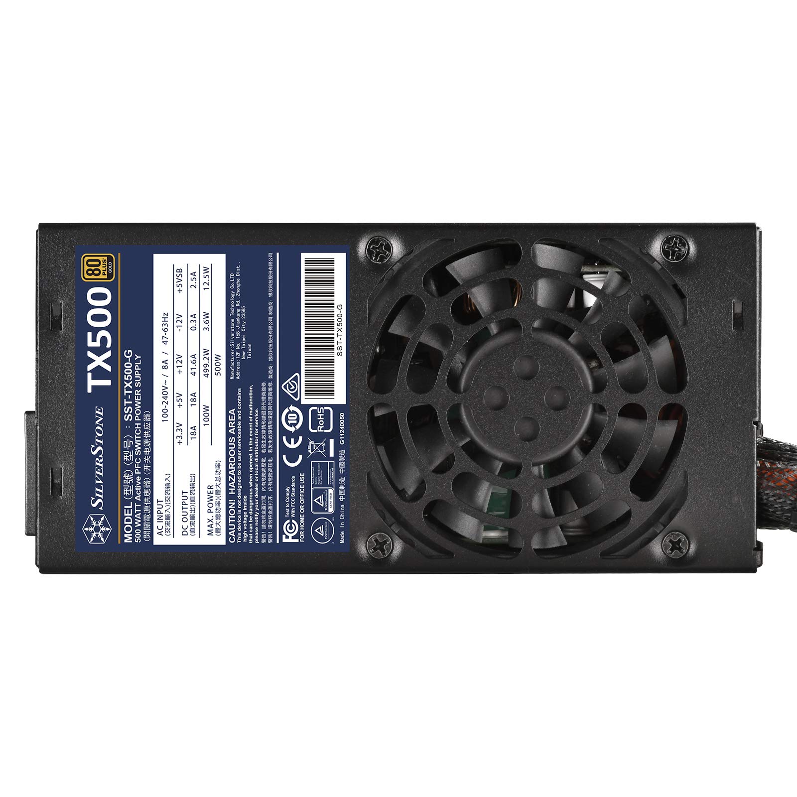 SilverStone Technology 500W Fixed Cable TFX Power Supply 80 Plus Gold TX500-G (SST-TX500-G)