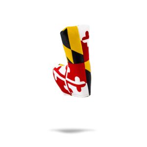 pins & aces maryland tribute premium golf club head cover - premium, hand-made leather headcover - md flag styled, tour quality golf club cover - style & customize your golf bag (blade)