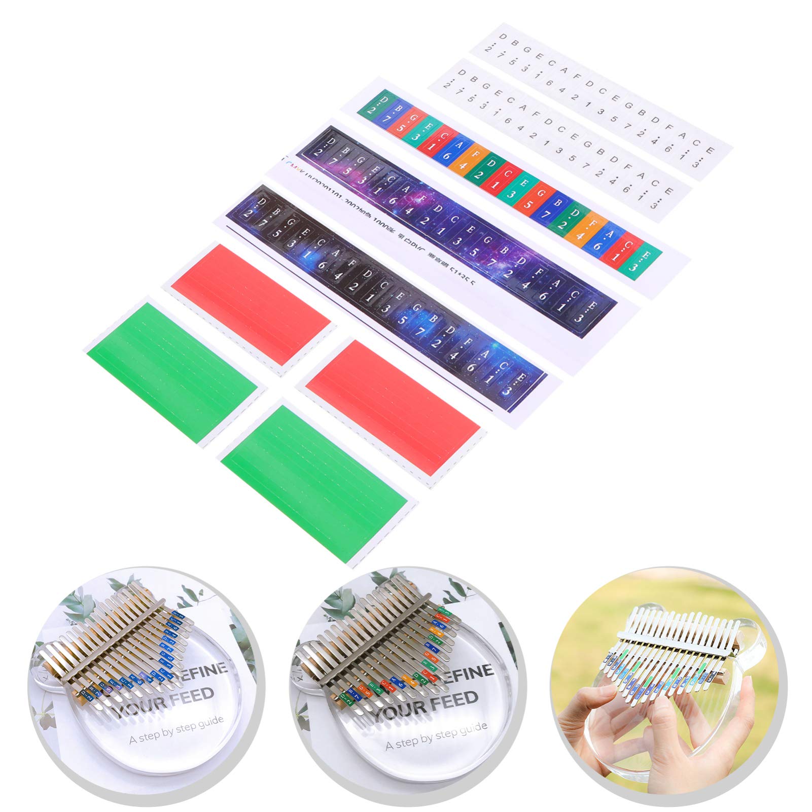 5 Sets Finger Piano Note Sticker Instrument Kids Educational Sticker Kalimba Learning Tool Piano Keyboard Stickers Child Piano Tuba Thumb Staff Paper Supplies Removable