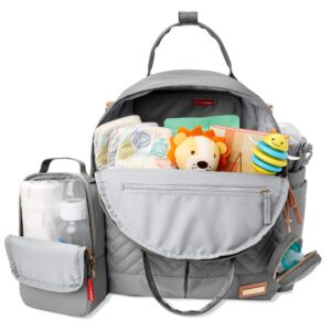 Skip Hop Diaper Bag Backpack: Suite 6-in-1 Diaper Backpack Set, Multi-Function Baby Travel Bag with Changing Pad, Stroller Straps, Bottle Bag and Pacifier Pocket, Dove Grey