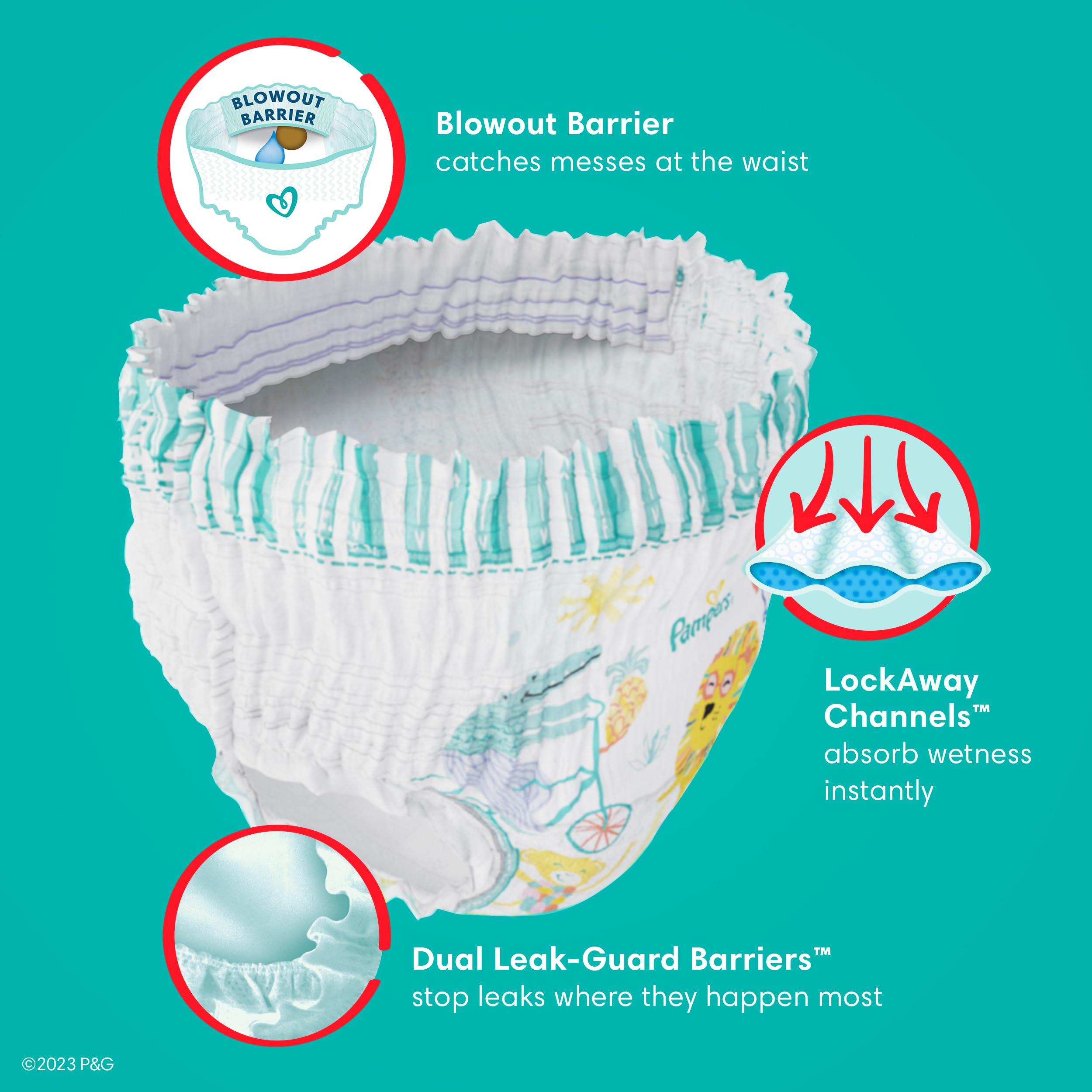 Pampers Cruisers 360 Diapers - Size 6, 17 Count, Pull-On Disposable Baby Diapers, Gap-Free Fit