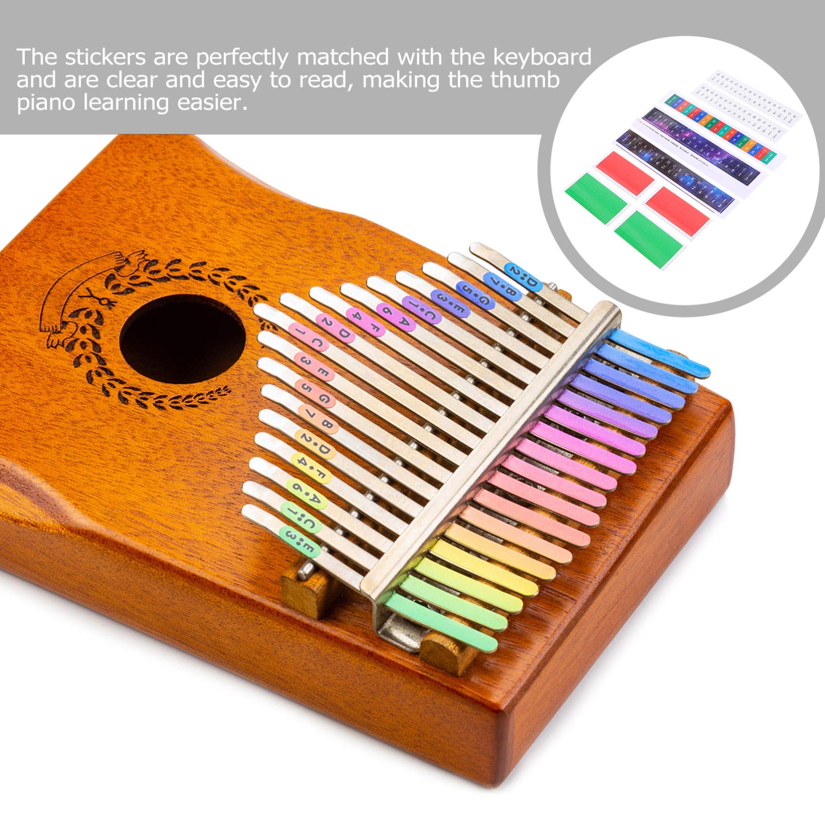 5 Sets Finger Piano Note Sticker Instrument Kids Educational Sticker Kalimba Learning Tool Piano Keyboard Stickers Child Piano Tuba Thumb Staff Paper Supplies Removable