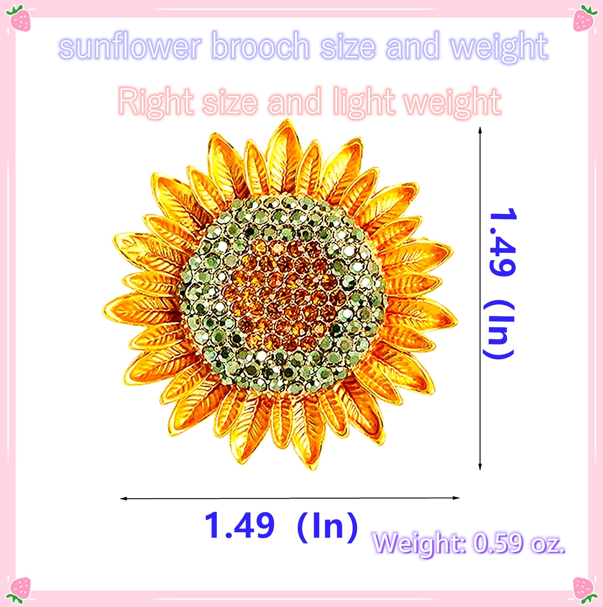 Sunflower brooch pins for women color crystal rhinestones retro handmade elegant sun flower brooches pins