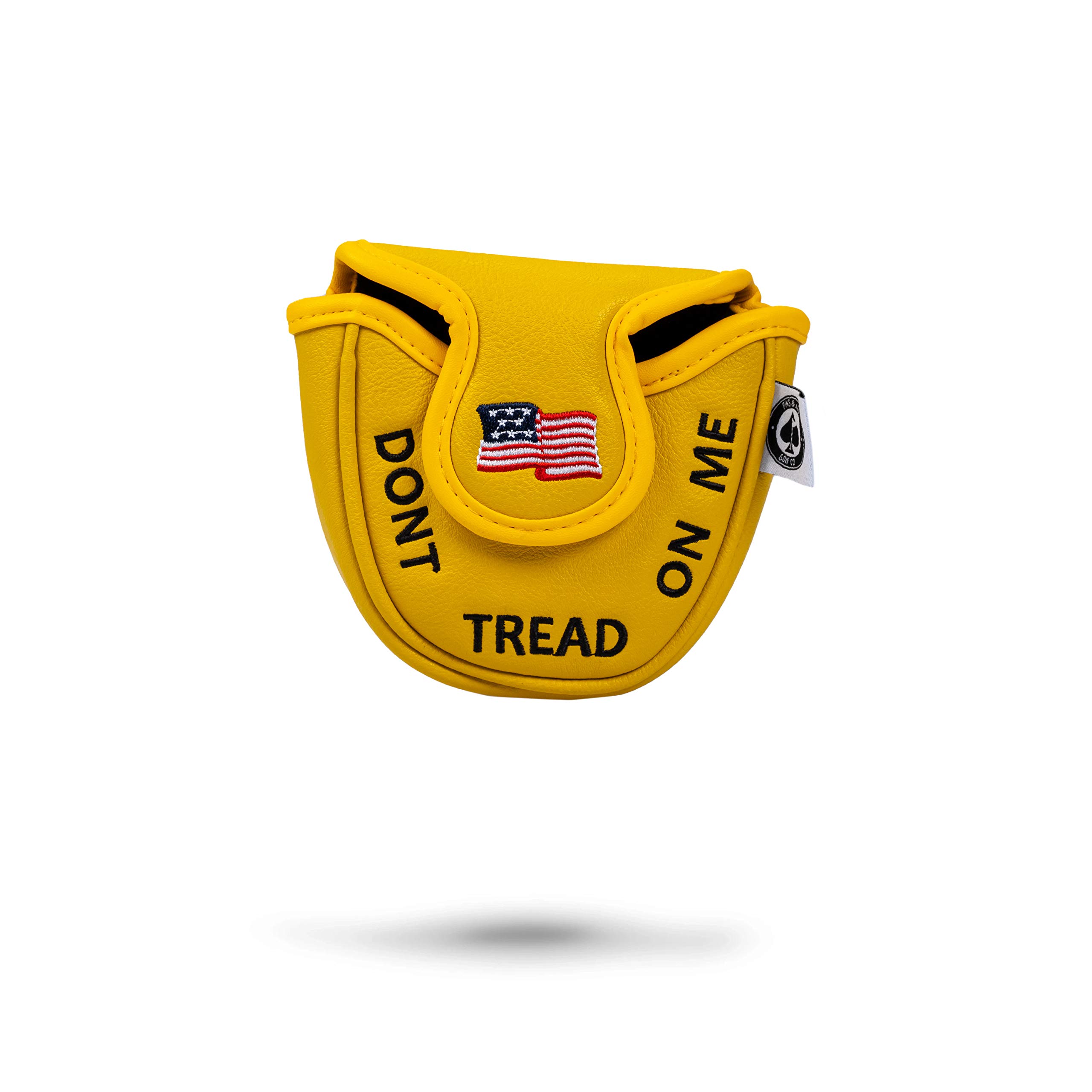 Pins & Aces Golf Co. Don’t Tread On Me Premium Headcover - Quality Leather, Hand-Made Head Cover - Style and Customize Your Golf Bag - Tour Inspired, American, Patriotic Classic Design (Mallet)