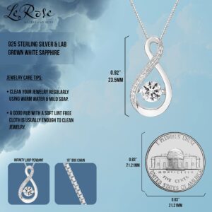 .925 Sterling Silver & Lab-Grown White Sapphire Infinity Loop Pendant with Dancing Gem Inside and Delicate Box Chain Pendant Necklace - 18”