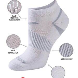 Saucony Women's RunDry Performance 6, 12 Selective Cushion Socks, S-L, White Basic (6 Pairs), Medium