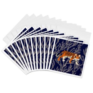 3drose greeting cards - bengal tigers and vines - 12 pack - designs jungle animals