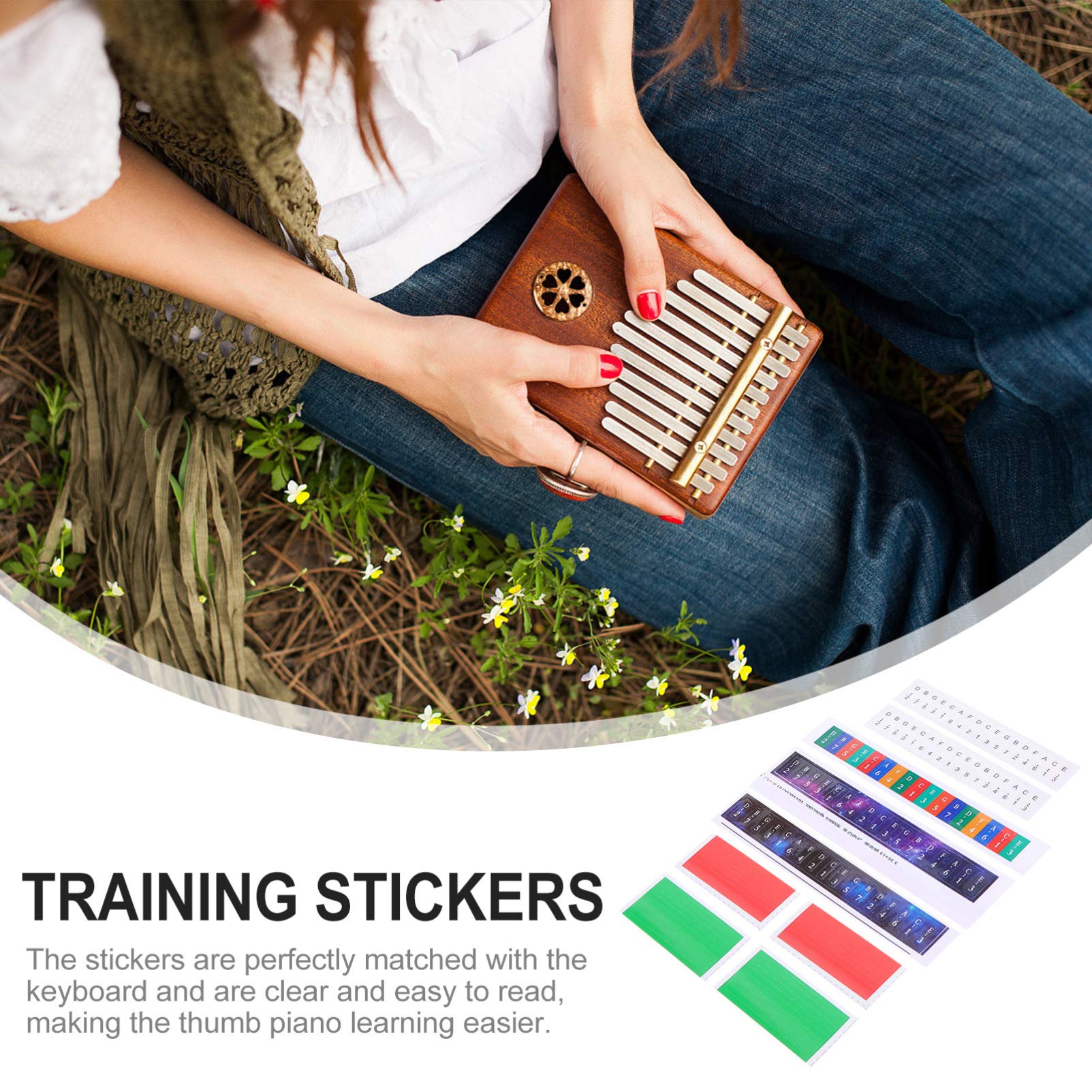 5 Sets Finger Piano Note Sticker Instrument Kids Educational Sticker Kalimba Learning Tool Piano Keyboard Stickers Child Piano Tuba Thumb Staff Paper Supplies Removable