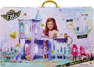 mga dream ella majestic castle playset, fits 11.5" fashion dolls, furniture & accessories, portable 35" h x 18" w dollhouse play pretend gift for kids, toys for girls & boys ages 3 4 5+ years