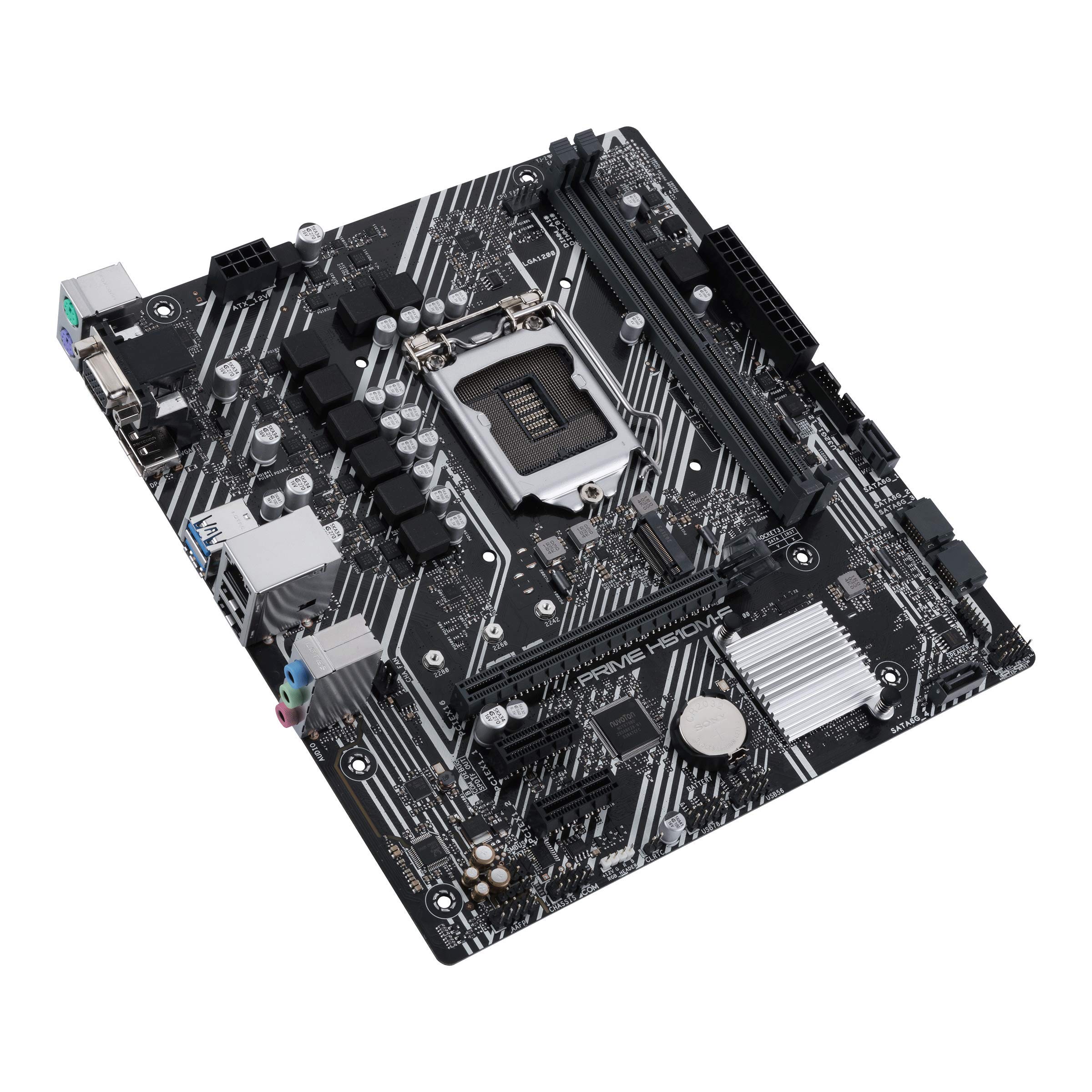 ASUS PRIME H510M-E LGA1200 (Intel® 11th/10th Gen) Micro-ATX motherboard (PCIe 4.0,M.2 slot, 1Gb LAN, DP,HDMI, D-Sub, USB 3.2 Gen 1, COM header, TPM header, 4K@60Hz)