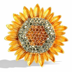 sunflower brooch pins for women color crystal rhinestones retro handmade elegant sun flower brooches pins