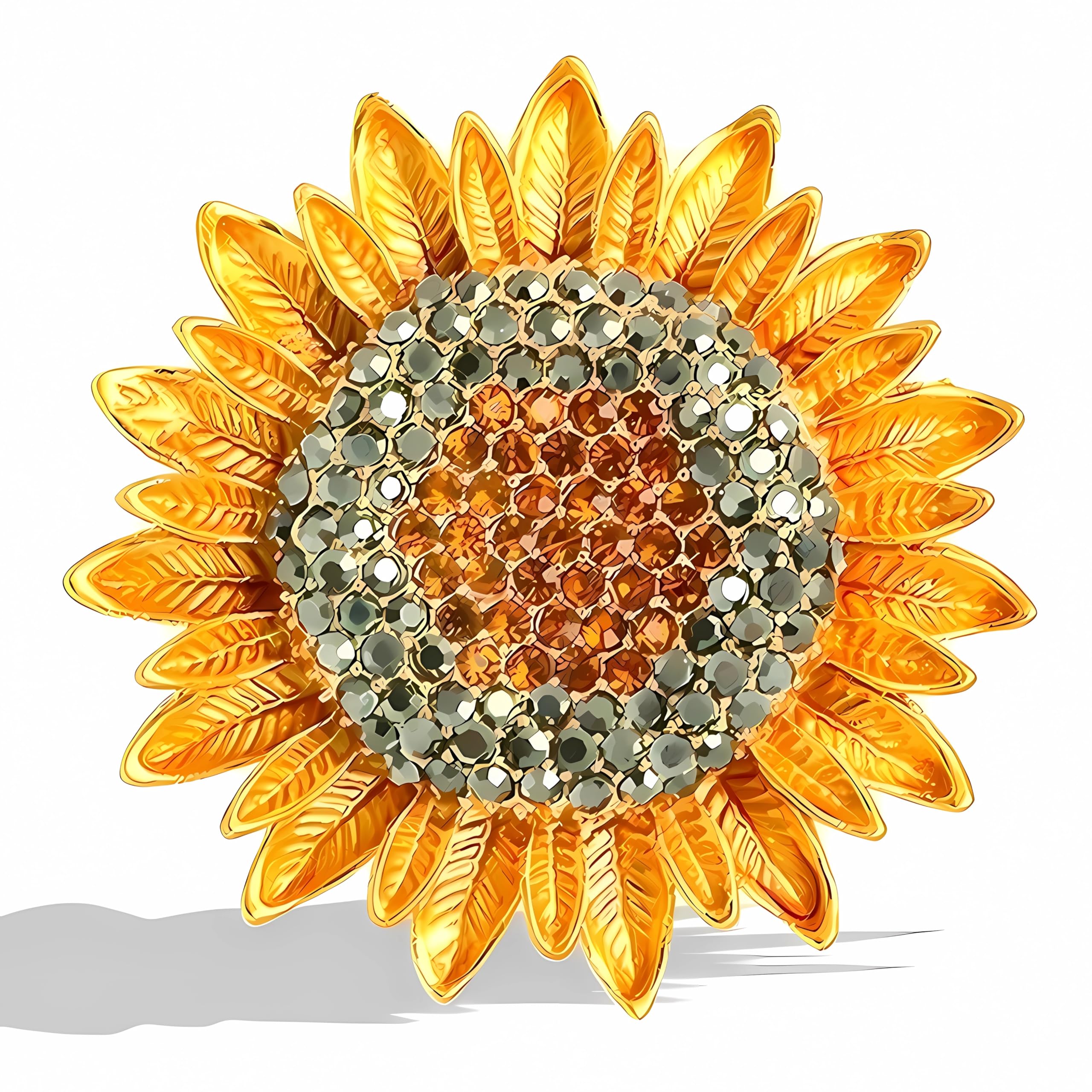 Sunflower brooch pins for women color crystal rhinestones retro handmade elegant sun flower brooches pins