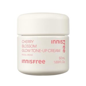 innisfree cherry blossom glow tone-up cream with niacinamide for bright, even skin tone, korean skincare gel moisturizer for face (packaging may vary)